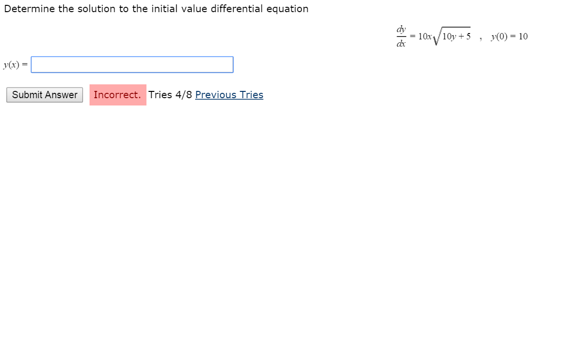Solved Determine the solution to the initial value | Chegg.com