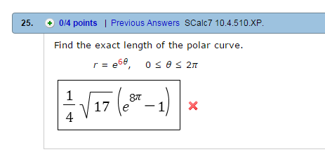 Solved Find the exact length of the polar curve. r = | Chegg.com