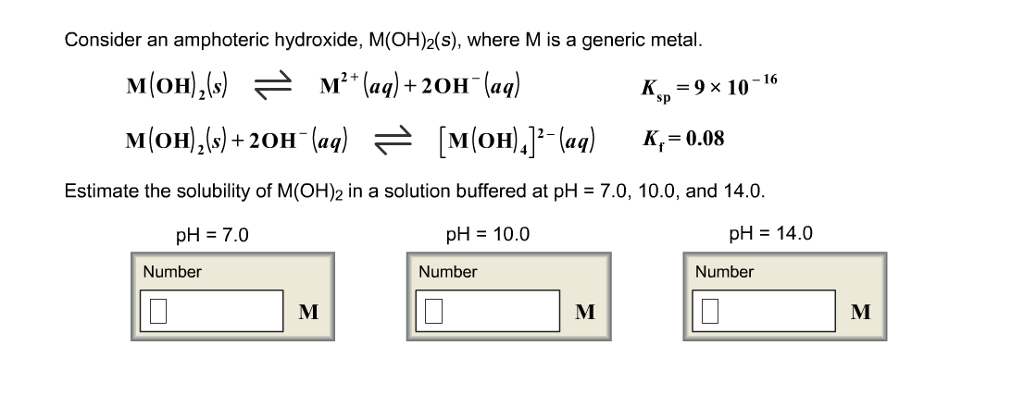 Solved Consider an amphoteric hydroxide, M(OH)_2(s), where M | Chegg.com