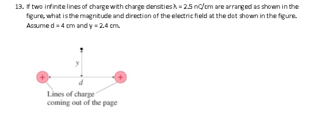 Solved 13. If two infinite lines of charge with charge | Chegg.com