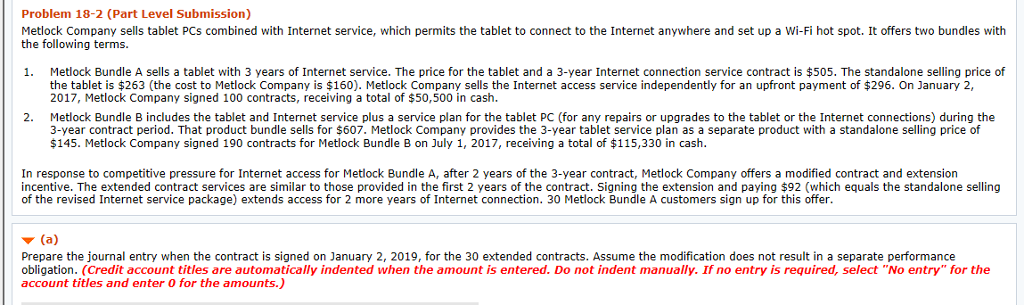 Problem 18-2 (Part Level Submission) Metlock Company | Chegg.com