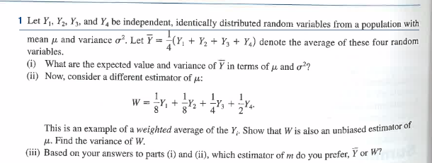 Solved Let Y_1, Y_2, Y_3, and Y_4 be independent, | Chegg.com