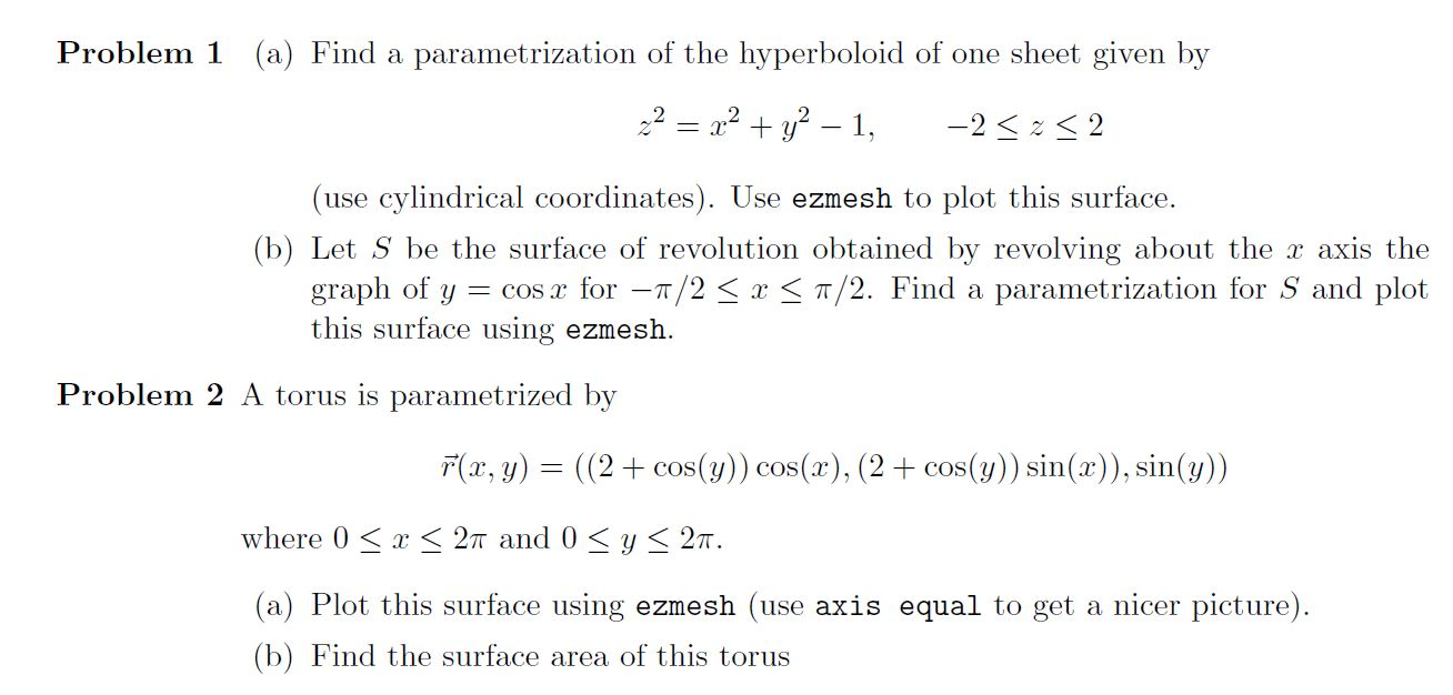 Get Answer Find A Parametrization Of The Hyperboloid Of One Sheet