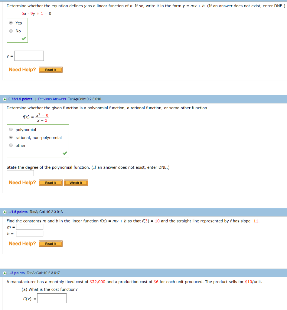Solved Determine whether the equation defines y as a linear | Chegg.com