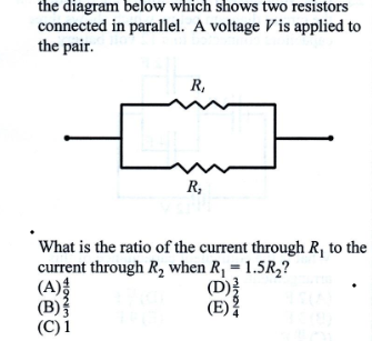 Solved what is the ratio of the current through R1 to the | Chegg.com