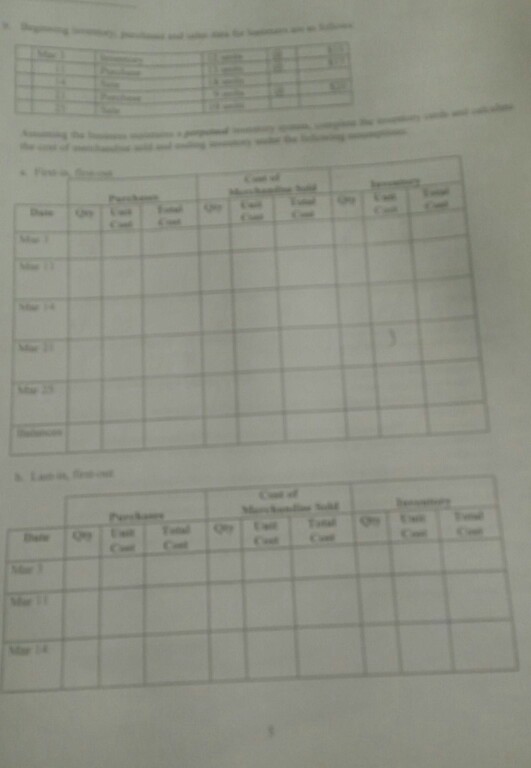 how do I solve these 2 tables with the info given | Chegg.com
