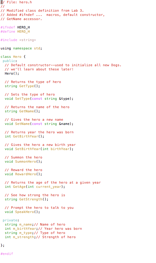 Solved Making a class in c++ Fill out the blanks by | Chegg.com
