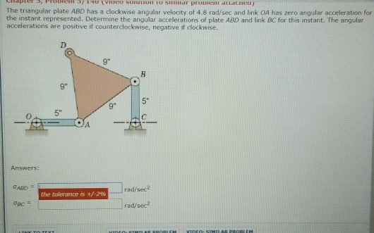 Solved The triangular plate ABD has a clockwise angular | Chegg.com