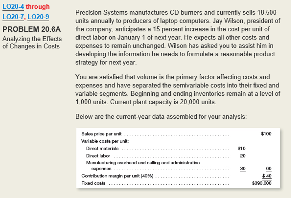 Solved L020-4 through LO20-7, LO20.9 PROBLEM 20.6A Analyzing | Chegg.com