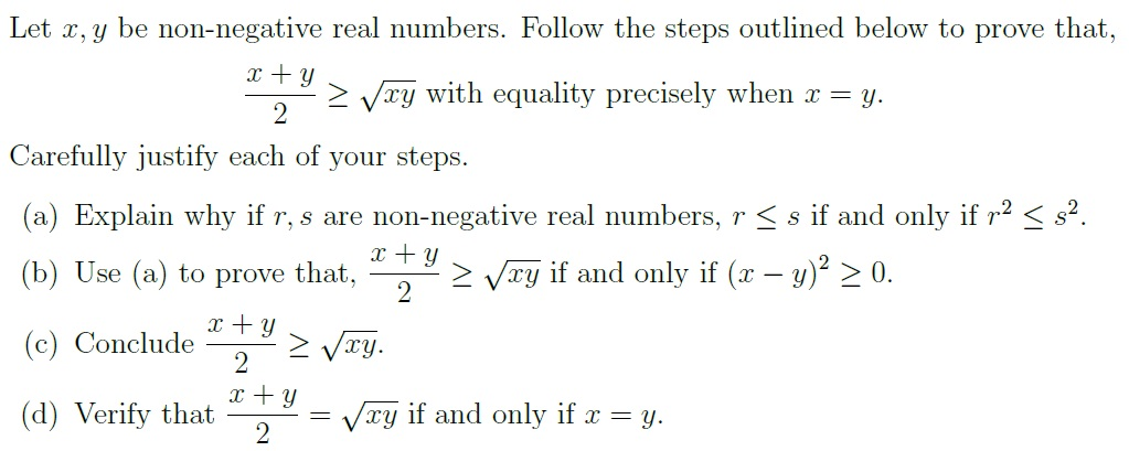 Solved Let x, y be non-negative real numbers. Follow the | Chegg.com