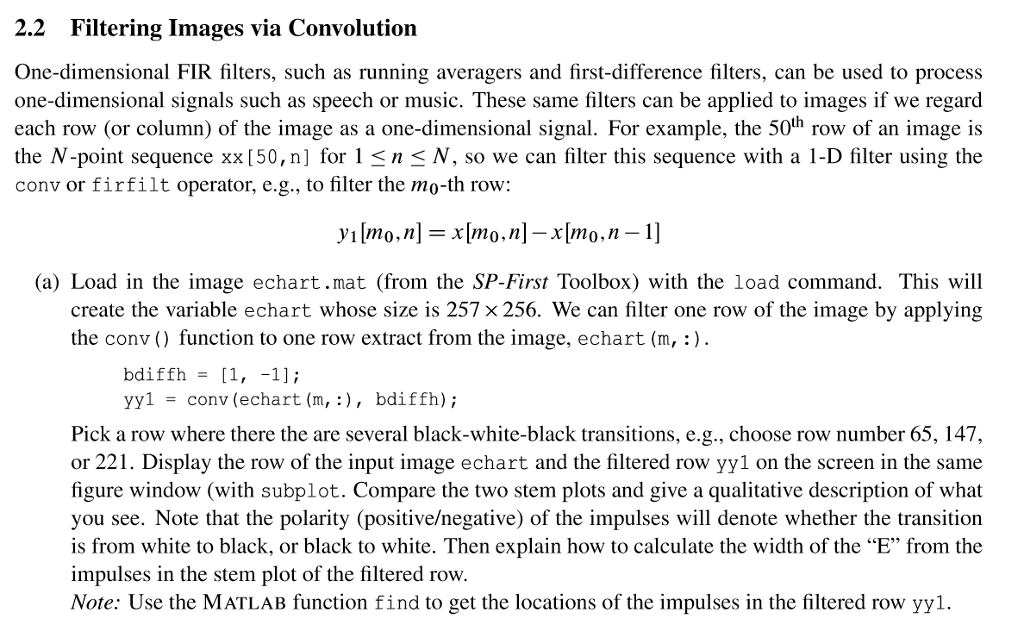 2.2 Filtering Images via Convolution One-dimensional | Chegg.com