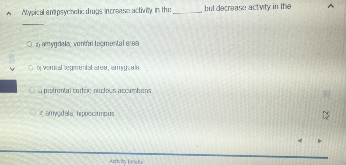 Solved but decrease activity in the Atypical antipsychotic | Chegg.com