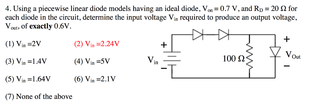 Solved 4. Using a piecewise linear diode models having an | Chegg.com Solved 4. Using a piecewise linear diode models having an | Chegg.com