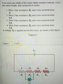 Solved Four wires are made of the same highly resistive | Chegg.com