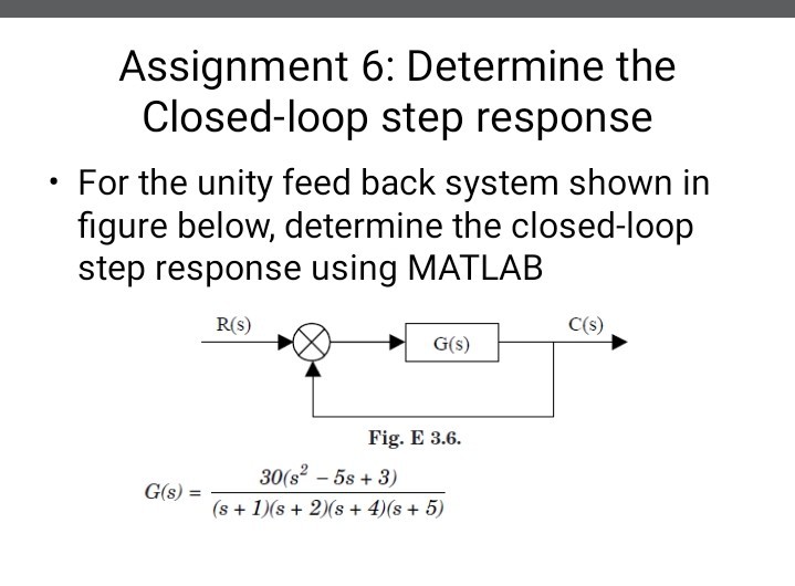 Solved Assignment 6: Determine the Closed-loop step response | Chegg.com