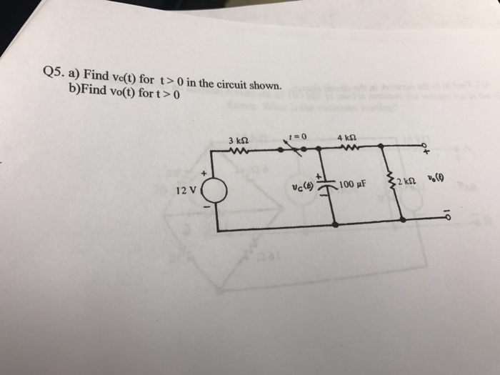 Solved Find v_c(t) for t > 0 in the circuit shown. Find | Chegg.com