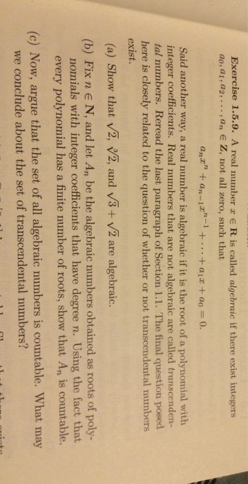 Solved A real number x epsilon R is called algebraic if | Chegg.com