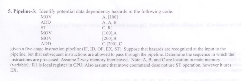 Solved 5. Pipeline-3: Identify potential data dependency | Chegg.com
