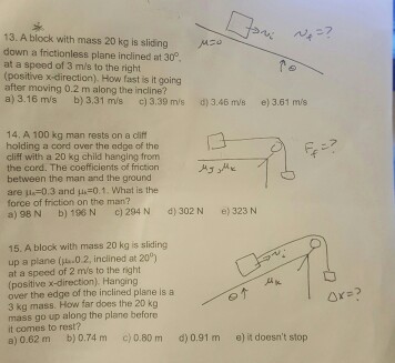 Solved A block with mass 20 kg is sliding down a | Chegg.com