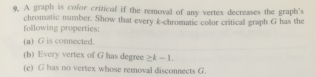 Solved A graph is color critical if the removal of any | Chegg.com