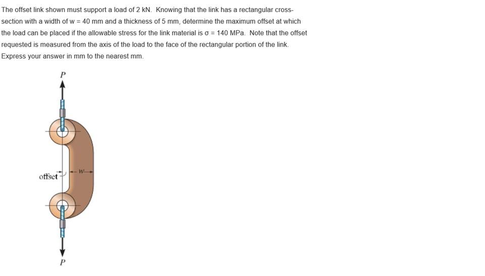 Solved The offset link shown must support a load of 2 kN | Chegg.com