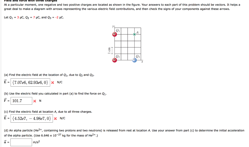 Solved At a particular moment, one negative and two positive | Chegg.com