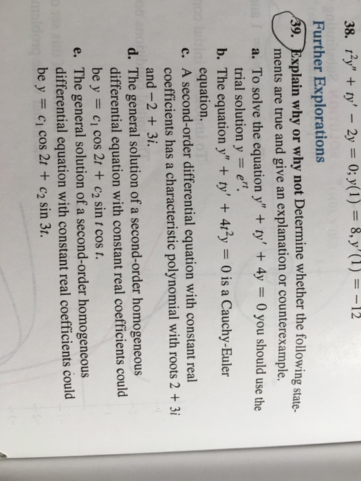 Further Explorations 9. Explain why or why not | Chegg.com