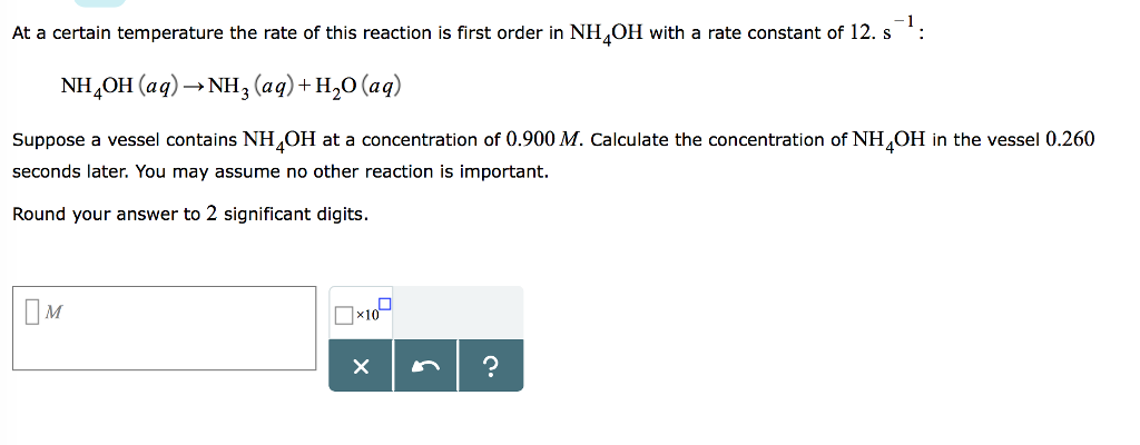 Solved At A Certain Temperature The Rate Of This Reaction Is
