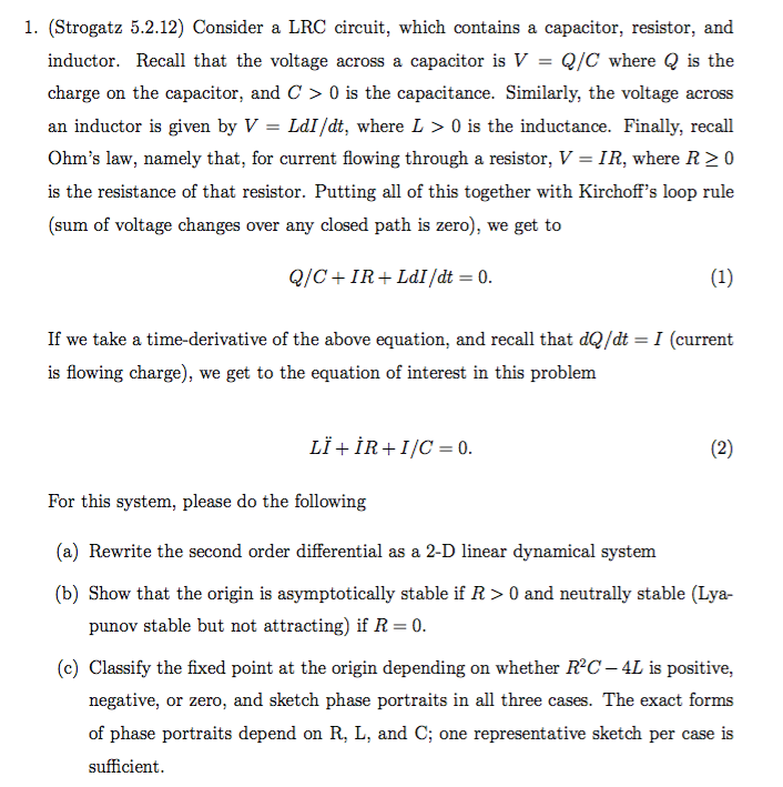 Solved Consider a LRC circuit, which contains a capacitor, | Chegg.com