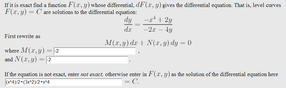 Solved If it is exact find a function F( X, y I whose | Chegg.com
