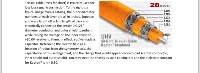 Solved Triaxial cable (triax for short) is typically used | Chegg.com