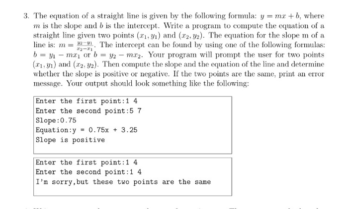Solved The equation of a straight, line is given by the | Chegg.com