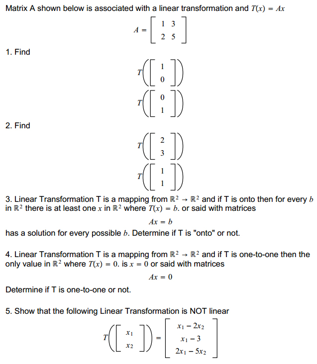 Solved Matrix A shown below is associated with a linear | Chegg.com