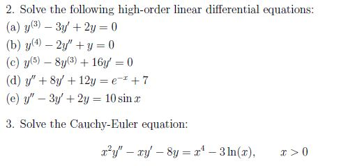 Solved Solve the following high-order linear differential | Chegg.com