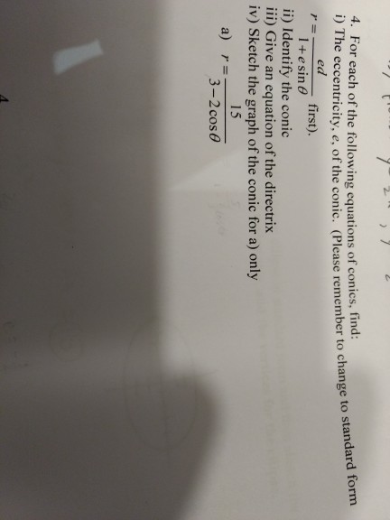 Solved 4. For each of the following equations of conics, | Chegg.com
