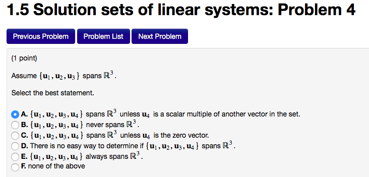 Solved 1.5 Solution sets of linear systems: Problem 4 | Chegg.com Solved 1.5 Solution sets of linear systems: Problem 4 | Chegg.com