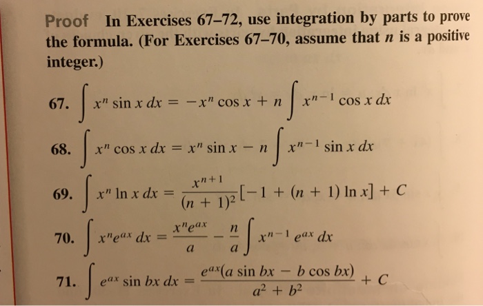 Solved In Exercises 67 72 Use Integration By Parts To Prove