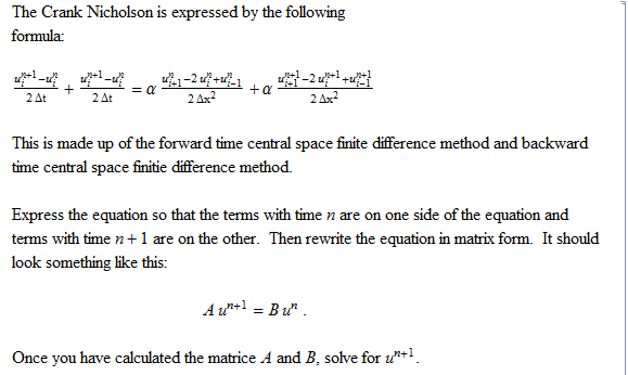 Solved The Crank Nicholson is expressed by the following | Chegg.com