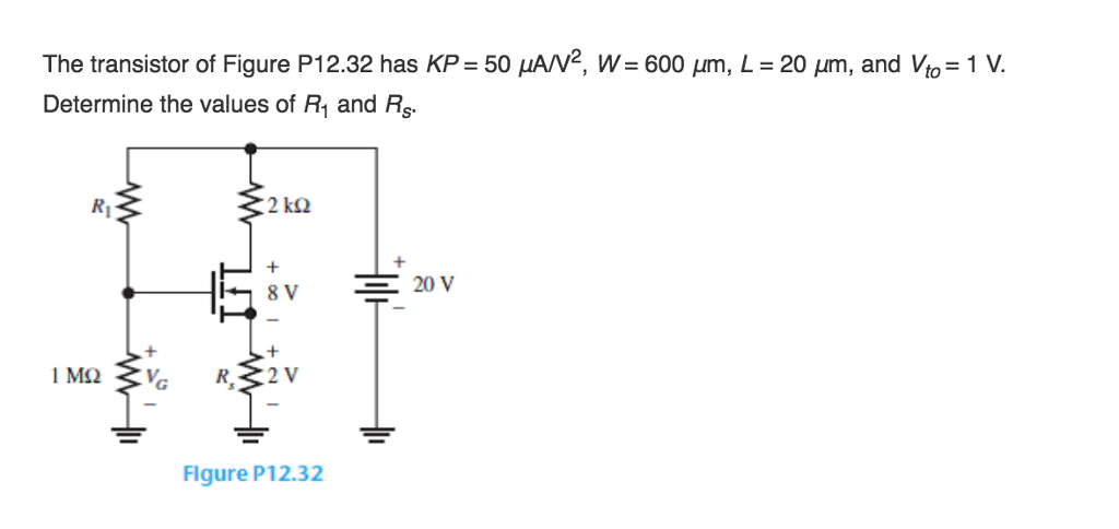 Solved The transistor of Figure P12.32 has KP-50 μΑν2, W-600 | Chegg.com