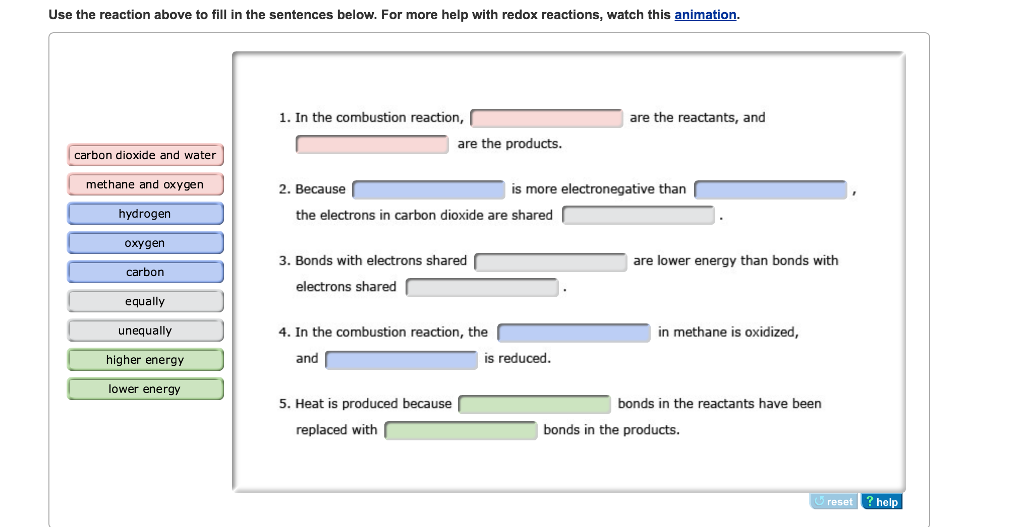 Solved Use the reaction above to fill in the sentences | Chegg.com