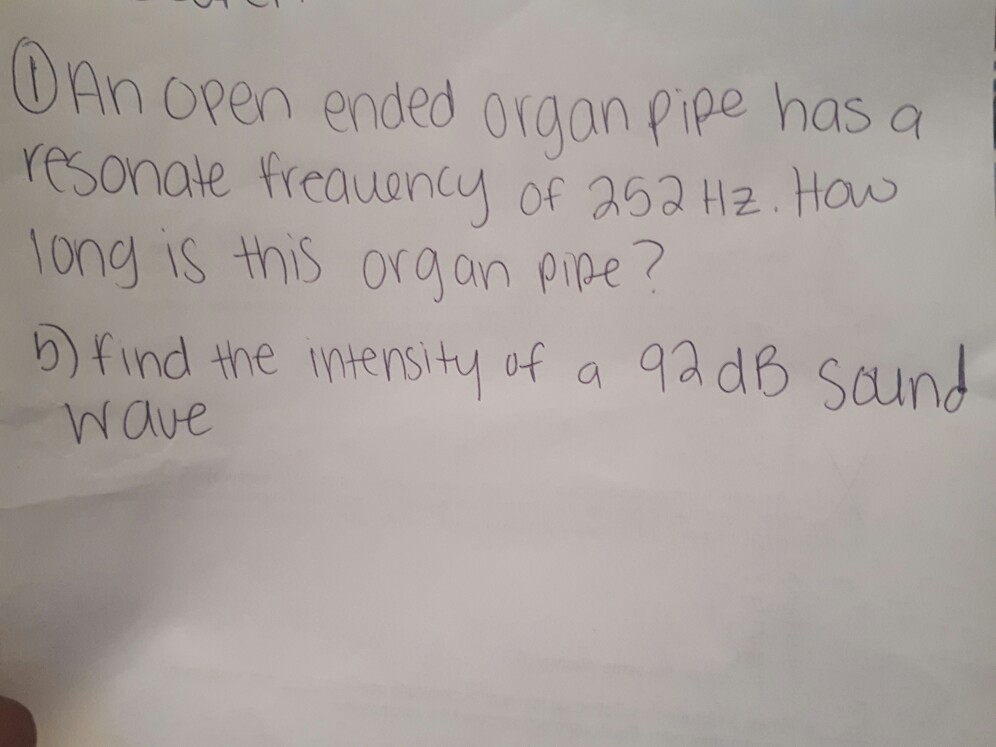 Solved An open ended organ pipe has a resonate frequency of | Chegg.com