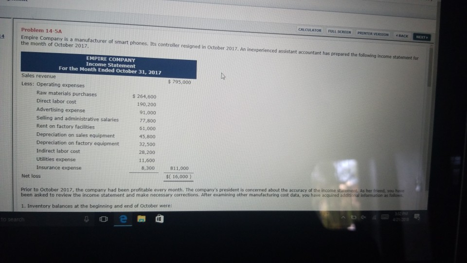 Solved CALCULATOR FULL SCREEN PRINTER VERSION «BACK NEXT | Chegg.com