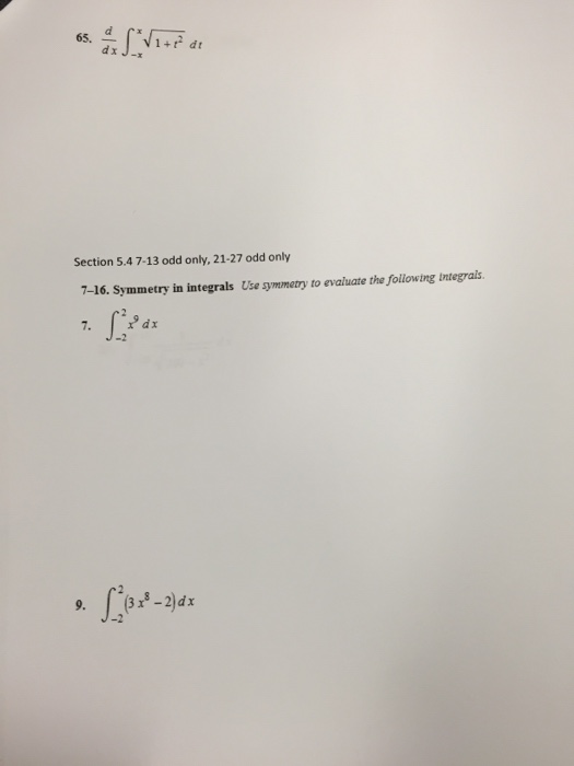 Solved d/dx integral^x_-x squareroot 1 + t^2 dt Symmetry in | Chegg.com