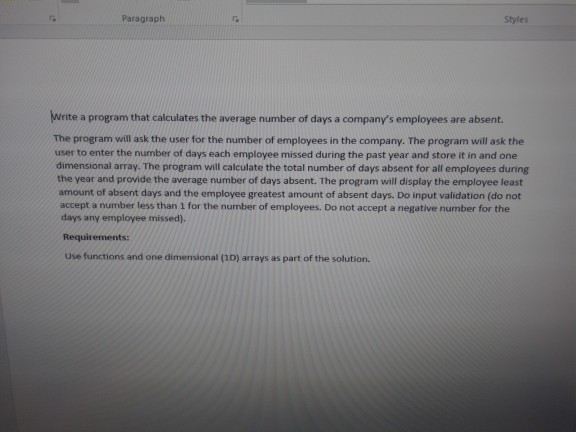 Solved Paragraph Styles Write a program that calculates the | Chegg.com