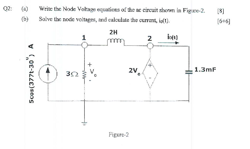 Solved Q2: Write the Node Voltage equations of the ac | Chegg.com