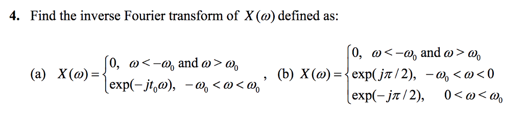 Solved 4. Find the inverse Fourier transform of X(a) defined | Chegg.com