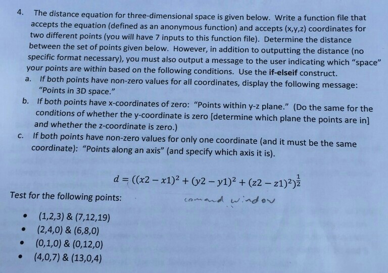 Solved The distance equation for three-dimensional space is | Chegg.com