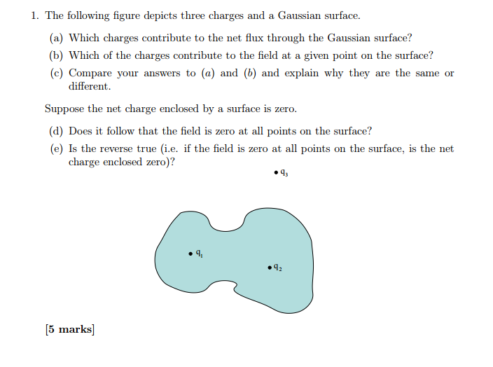 Solved 1. The following figure depicts three charges and a | Chegg.com