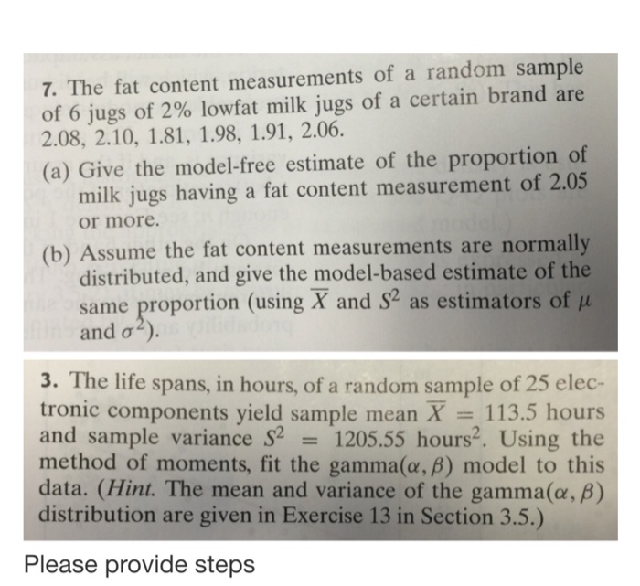 Solved 7. The fat content measurements of a random sample of | Chegg.com