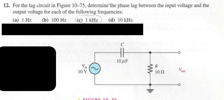 Solved For the lag circuit in Figure 10-75. determine the | Chegg.com